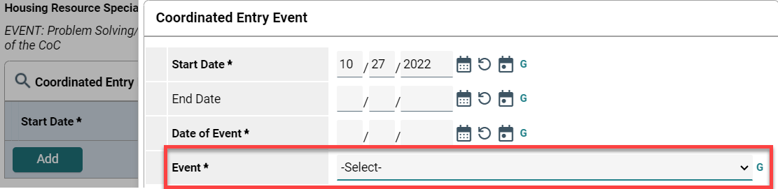 Coordinated Entry Event Sub-Assessment – Helpdesk - Homeless Management Information System (HMIS)